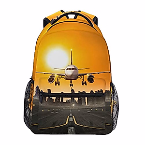 Glaphy Airplane at The Runway Backpack School Book Bag Lightweight Laptop Backpack for Boys Girls Kids