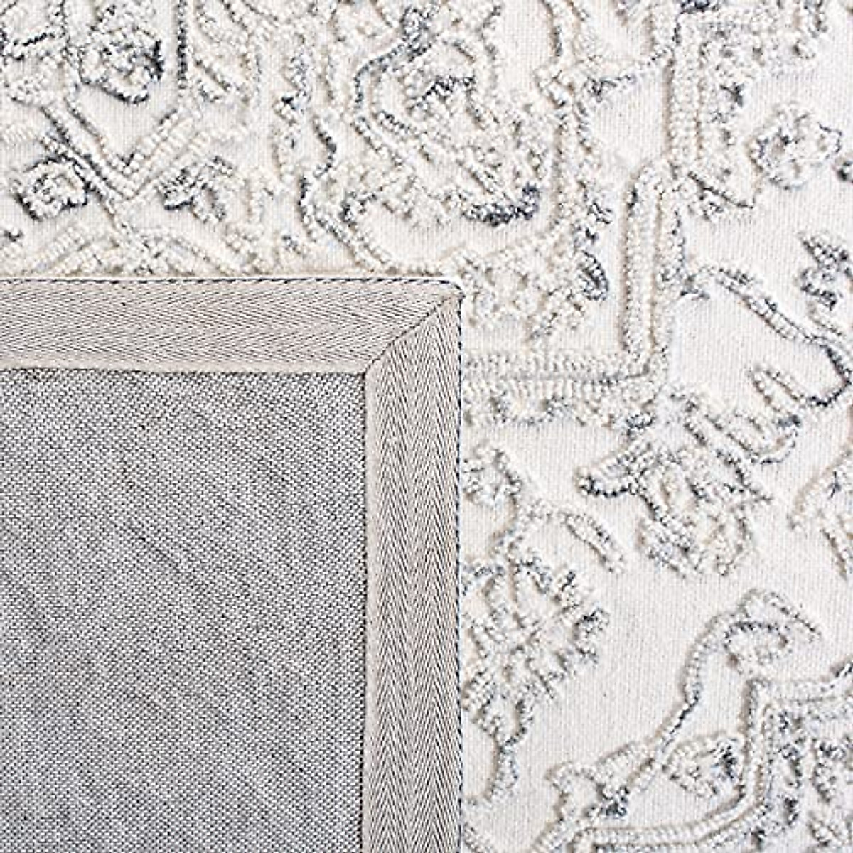 SAFAVIEH Trace Collection Accent Rug - 4' x 6', Ivory & Charcoal, Handmade Wool, Ideal for High Traffic Areas in Entryway, Living Room, Bedroom (TRC302H)