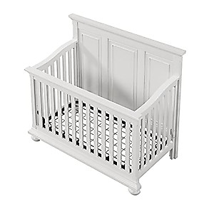 Pvillez Farmhouse Style 4-in-1 Convertible Crib, Full Size Convertible Crib, Converts from Baby Crib to Toddler Bed, Daybed and Full-Size Bed, 3 Mattress Height Settings (White)