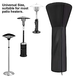 KOLESIN Patio Heater Cover, Garden Sun Patio Heater Cover Waterproof with Zipper Storage Bag Garden Style 420D Xford Fabric Outdoor Garden Treasures Patio Heater Cover Tan 89" Hx33 Dx19 B(Black)