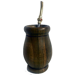 Fair Trade Bolivian Wooden Mate Cup and Metal Bombilla Straw