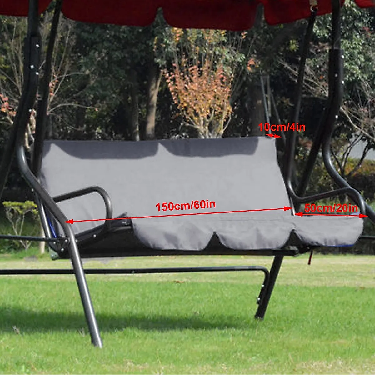 Oumefar 3 Seater Swing Cushion Cover Lightweight Swing Seat Cover Swing Cushion Replacement for Garden for Patio(Gray)