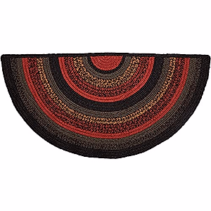 VHC Brands Cumberland Rustic Jute Rug Natural Fibers Dyed Jute Area-Rug for Entryway Kitchen Dining Living Room Floor Cover Non Slip Floor Mat, Half Circle with Pad 16.5x33