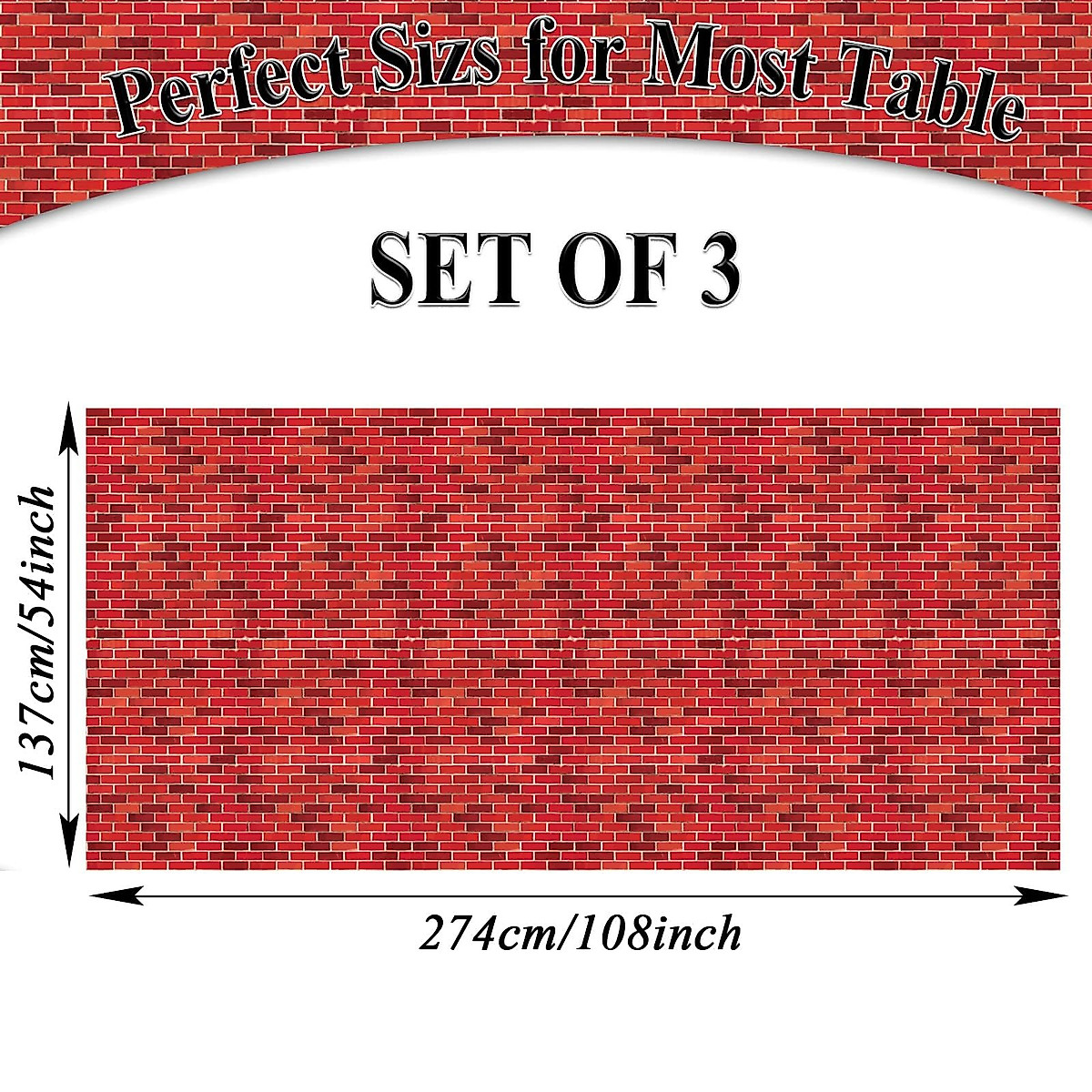 chiazllta 3 Pieces Red Brick Tablecloth Plastic Brick Wrapping Paper Stone Wall Backdrop for Christmas Party Decorations Fireplaces Curtains Door Wallpaper Photography Supplies
