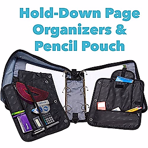 Case-it The Dual 2-in-1 Zipper Binder - Two 1.5 Inch D-Rings - Includes Pencil Pouch - Multiple Pockets - 600 Sheet Capacity - Comes with Shoulder Strap - Mint Blue Dual-101
