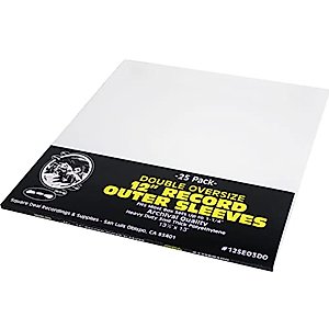 (25) 12" Double Oversize Record Outer Sleeves - Fits Most Box Sets up to 1.25" - Archival Quality Virgin Heavy Duty 3mil Thick Polyethylene #12SE03DO