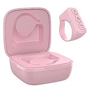 TIK Tok Bluetooth Remote Control Page Turner for iPhone Android Ipad Cell Phone Camera Remote Shutter Selfie Button, Bluetooth Ring (Pink)