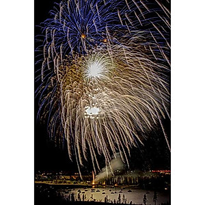 ArtDirect Colorado, Frisco Fireworks Display on July 4th XVII 13x18 Black Modern Wood Framed with Double Matting Museum Art Print by Lord, Fred