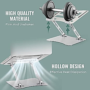 Laptop Stand，Foldable Height Lift Laptop Stand,Heat Dissipation,Ergonomic Design,Compatible with MacBook Air/Pro Dell HP XPS Lenovo Chromebook Ipad All Laptops 10-17'',Silver,F1-2