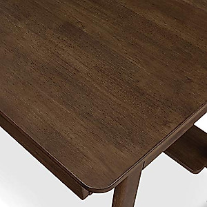 Finch Darren Home Office Drawer Mid Century Accent Desk, 43 Inch Wide Simple Modern Study Table, Walnut Brown