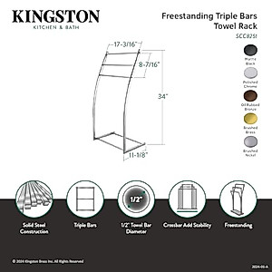 Kingston Brass SCC8255 Pedestal Steel Construction Towel Rack, Oil Rubbed Bronze