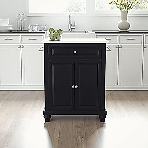 HomeStock French Fabulous Stone Top Portable Kitchen Island/Cart Black/White