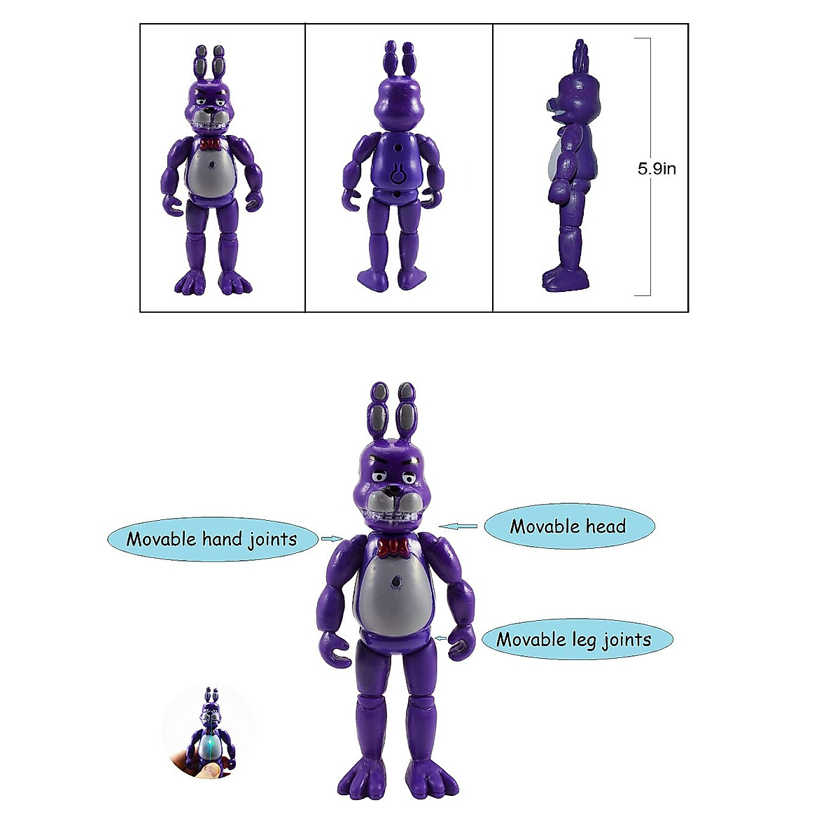 Lev 5 FNAF Action Figures Toy Set Inspired by Action Figures Freddy / Golden Freddy / Foxy / Chica / Bonnie Toys Gift Figure. Size 5-6 inches, Multicolor