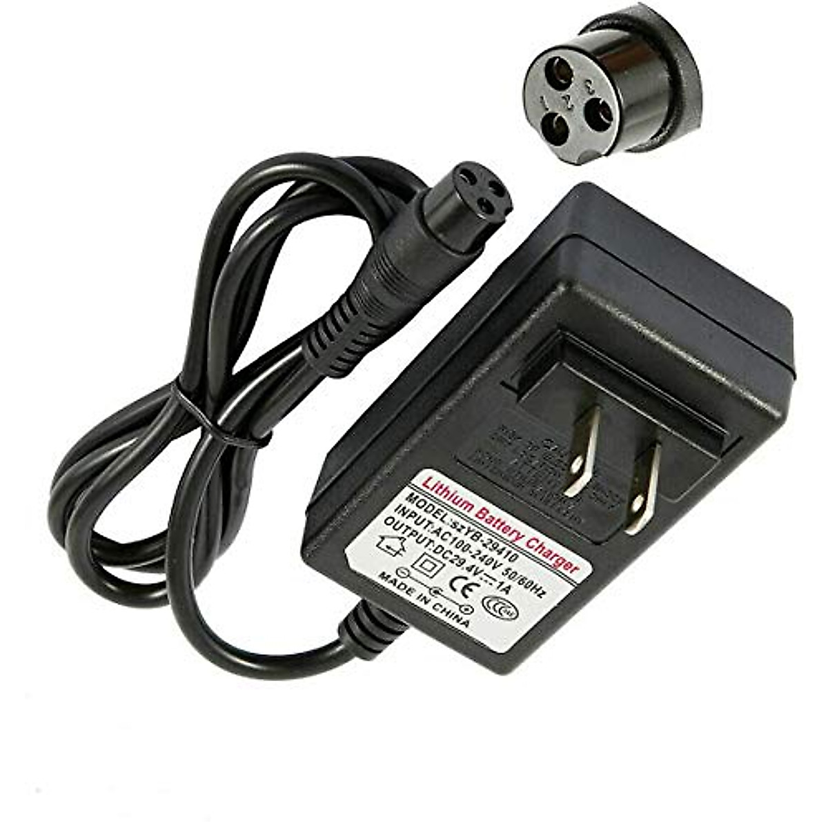 24V Scooter Charger, 3.3 FT Power Adapter for Razor E100 E175 E125 E150 E500 (Black)