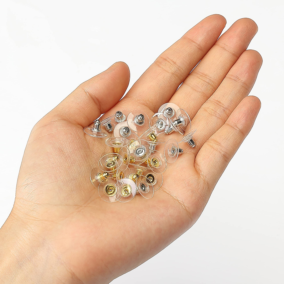 Mr. Pen- Bullet Clutch Earring Backs with Pad, 76 pcs, Gold & Silver, Rubber Earring Backings, Earring Backs for Studs, Earring Backs Replacements, Pierced Earring Backs, Earring Stoppers.