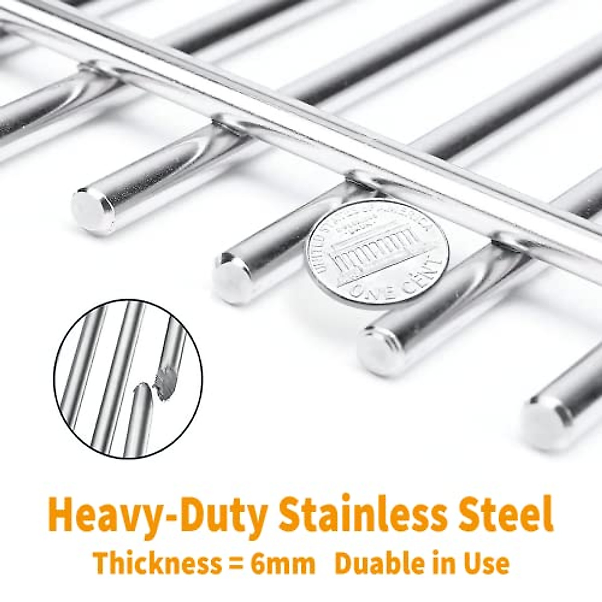 Hisencn Stainless Steel Cooking Grids Grates Grill Grid Replacement for Thermos Grill Parts 461252605, Kirkland Front Avenue 463230703, Charbroil 463261306, Kenmore, Master Chef, BBQ Pro, 16 5/8 inch