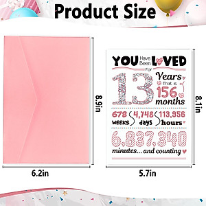 TSVATE 13th Birthday Card, 13th Birthday Gifts for Girls, Birthday Gift for 13 Year Old Girl, 13th Birthday Decorations for Girls, 13th Birthday Card for Daughter, Niece, Sweet 13 Bday Greeting Card