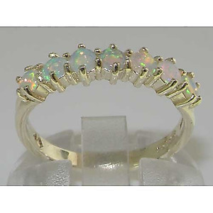 LetsBuyGold 925 Sterling Silver Natural Opal Womens Eternity Ring - Size 8.5