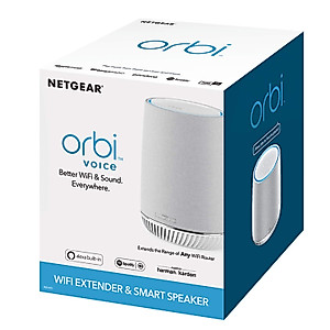 NETGEAR Orbi Voice Smart Speaker & WiFi Mesh Extender with Amazon Alexa Built-in (RBS40V), Works with Any WiFi Router (Renewed)