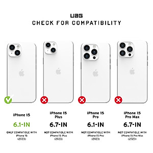 URBAN ARMOR GEAR UAG Designed for iPhone 15 Case 6.1" Plyo Ice/White Compatible with MagSafe Bundle with UAG Screen Protector Glass Shield Plus 6.1"