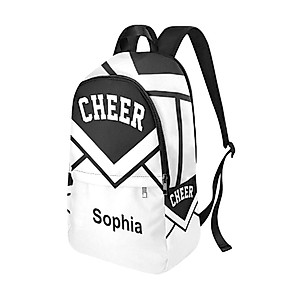 CUXWEOT Personalized Cheer Cheerleader Black Backpack with Name Custom Travel Bag for women Men