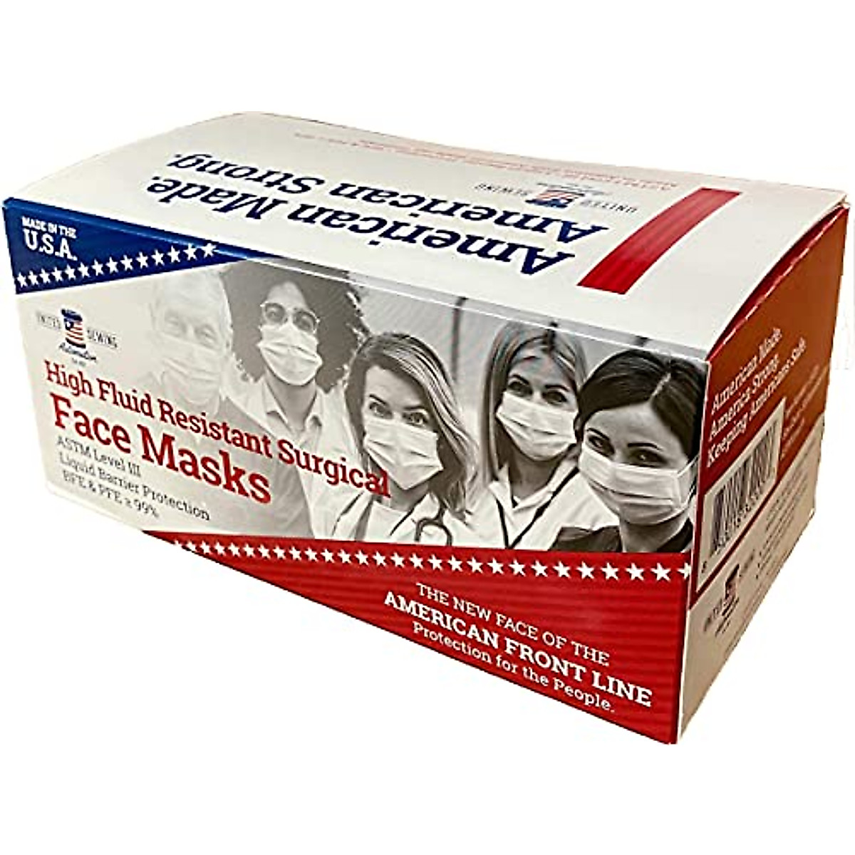 MADE IN USA -Level 3 - Disposable Face Masks - 3-ply - 50ct - Adjustable Fit White