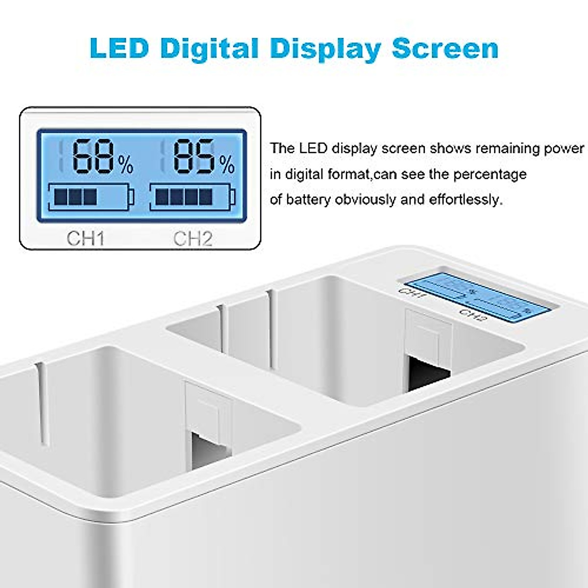 Feirsh Charger Station Gift for Arlo, Digital LED Screen Charging Station Compatible for Arlo Pro/Pro 2/Go Camera (No Batteries)