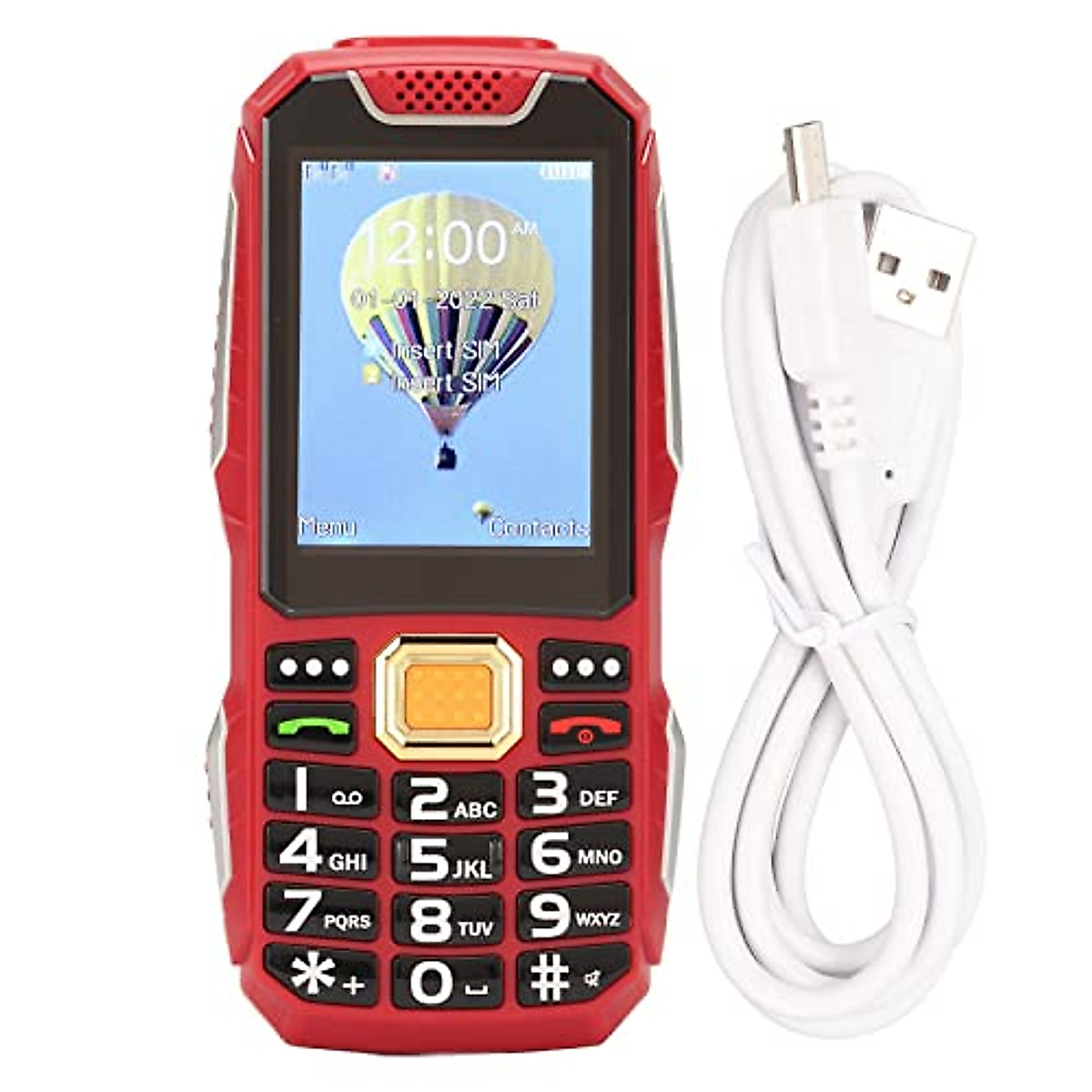 2G Unlocked 2.8in HD Screen Senior Cellphone with Flashlight, Cell Phone, 3D Big Button Big Font Dual Card 1.3 MP Camera Easy to Use 32MB, 64MB Senior Mobile Phone (Red)