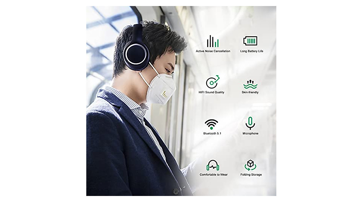 Olyre Noise Cancelling Wireless Headphones with 30H Playtime