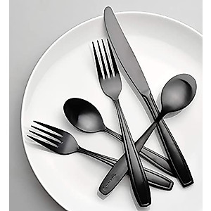 Radley & Stowe 20-Piece Matte Black Silverware Set, Service for 4, Durable Stainless Steel Flatware, Dishwasher Safe Cutlery