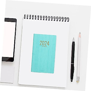 Tofficu Planner Book Academic Diary 2024 Undated Planner Weekly and Monthly Weekly Pocket Planner To Do List Pad English Agenda Planner Notebook Work Notes Multifunction Imitation Leather