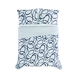 Christian Siriano NY Mimic Collection, 3 Piece Duvet Set - Full/Queen, White/Black