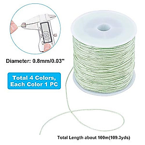 PH PandaHall 300pcs 4mm 14K Gold Plated Brass Beads with 0.8mm 436 Yards Blue Nylon Beading Cord Long-Lasting Smooth Spacer Beads Seamless Loose Ball Beads for Summer Hawaii Stackable Bracelet Making