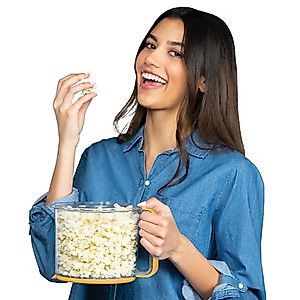 Presto 05206 Showtime Gourmet Oil Popcorn Popper - 9-Cups, Built-In Serving Bowl, Compact Design, Ceramic Nonstick, PFAS Free, Yellow