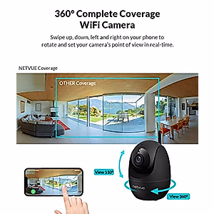 NETVUE Indoor Camera, 1080P FHD 2.4GHz WiFi Pet Camera, Home Camera for Pet/Baby, Dog Camera 2-Way Audio, Indoor Security Camera Night Vision, AI Human Detection, Cloud Storage/TF Card, Black