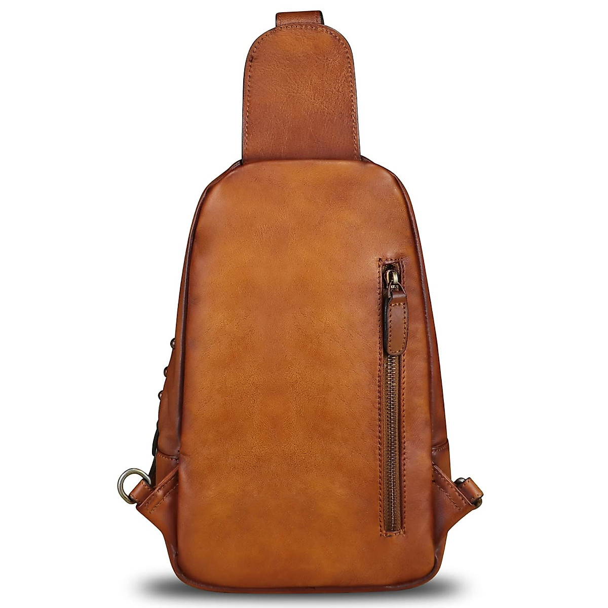 IVTG Genuine Leather Sling Bag for Women Sling Backpack Chest Shoulder Hiking Daypack Vintage Handmade Casual Crossbody Purse (Brown)