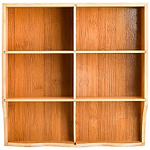 WUWEOT Coffee Condiment Organizer, Bamboo Storage Bin Drawers Box, Coffee Station Organizer Pantry Sugar Tea Bag Packet Organizers, Desk Storage Tray Containers with 6 Removable Compartments