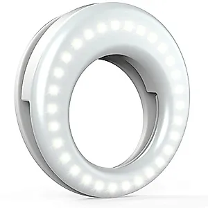 QIAYA Selfie Light Ring Lights LED Circle Light Cell Phone Laptop Camera Photography Video Lighting Clip On Rechargeable