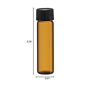 2 Dram Amber Glass Vial - Screw Cap - Pack of 12