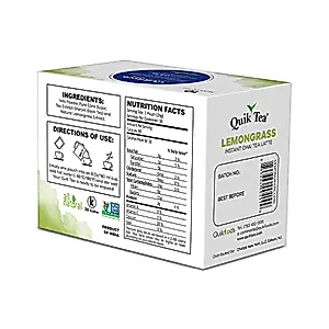 QuikTea Lemongrass Chai Tea Latte - 10 Count Single Box - All Natural Preservative Free Authentic Chai from Assam