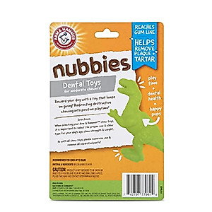 Arm & Hammer for Pets Nubbies Dental Toys T-Rex Dental Chew Toy for Dogs | Best Dog Chew Toy for Moderate Chewers | Reduces Plaque & Tartar Buildup Without Brushing, Mint Flavor, 24 Pack