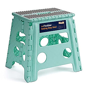 Flottian 13" Folding Step Stool for Adults and Kids Holds Up to 300 lbs,Non-Slip Folding Stools with Handle, Compact Plastic Foldable Step Stool for Bathroom,Bedroom, Kitchen,Teal,1PC