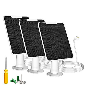 Solar Panel Charger Compatible with Google Nest Camera Outdoor & Indoor (Battery Version), 5W Solar Power for Google Nest Cam, IP65 Weatherproof, w/Secure Wall Mount & Screwdriver, 13ft Cable, 3 Pack