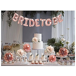 Bachelorette Party Decorations - Bridal Shower Party Decor and Supplies Kit for Wedding With Foil Balloons Table Confetti Scatters Hanging Paper Lantern Tissue Flowers (Rose Gold)