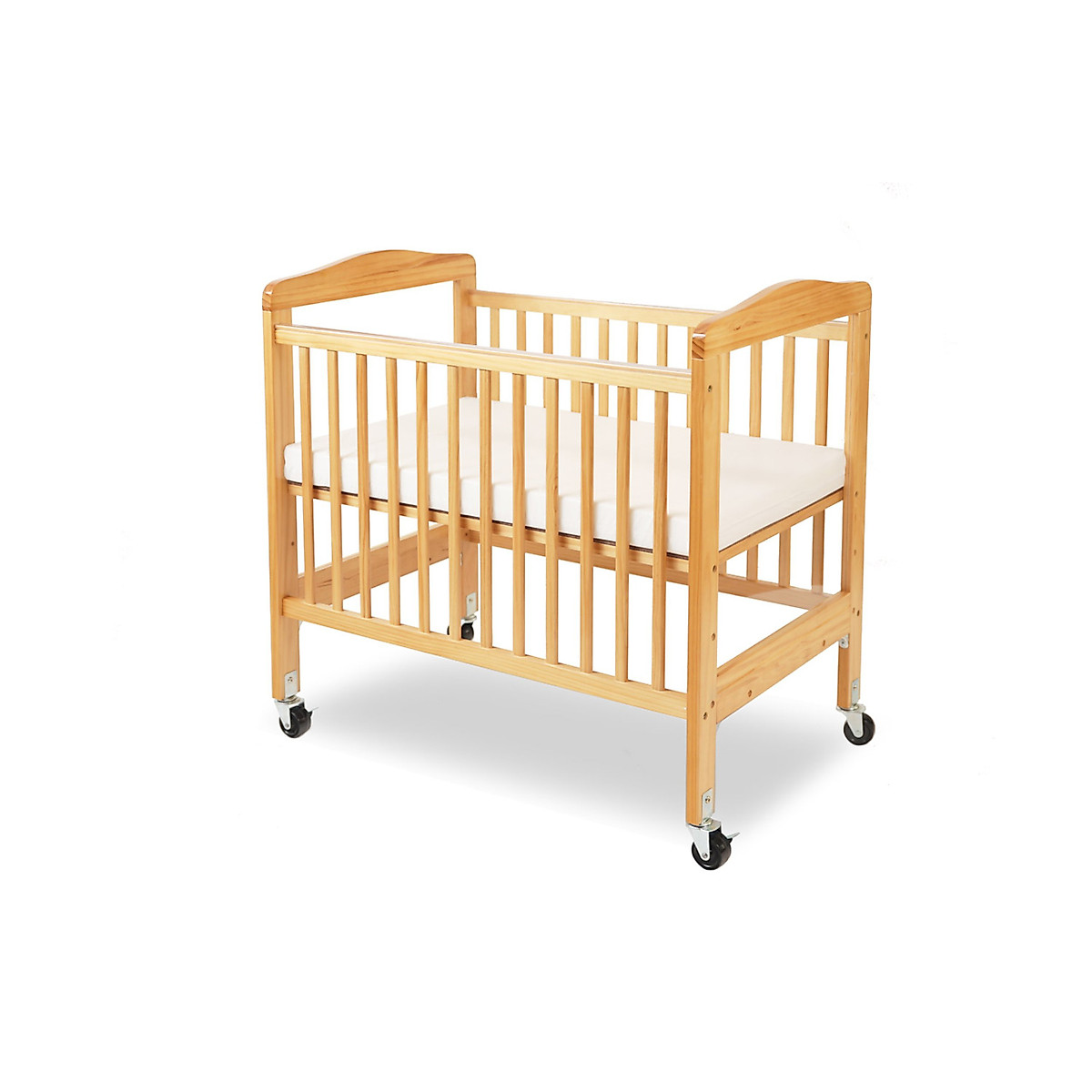 LA Baby Compact Non-Folding Wooden Window Crib, Natural