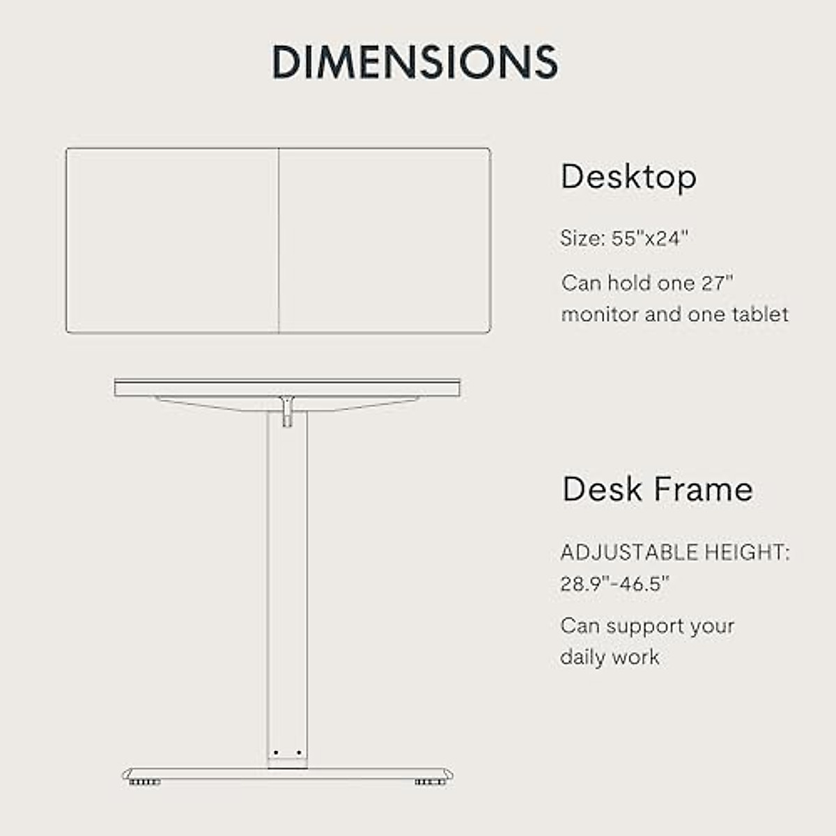 FLEXISPOT Electric Standing Desk 55 x 24 Inch Adjustable Height Desk Home Office Computer Workstation Sit Stand Desk, Black Top + Black Frame