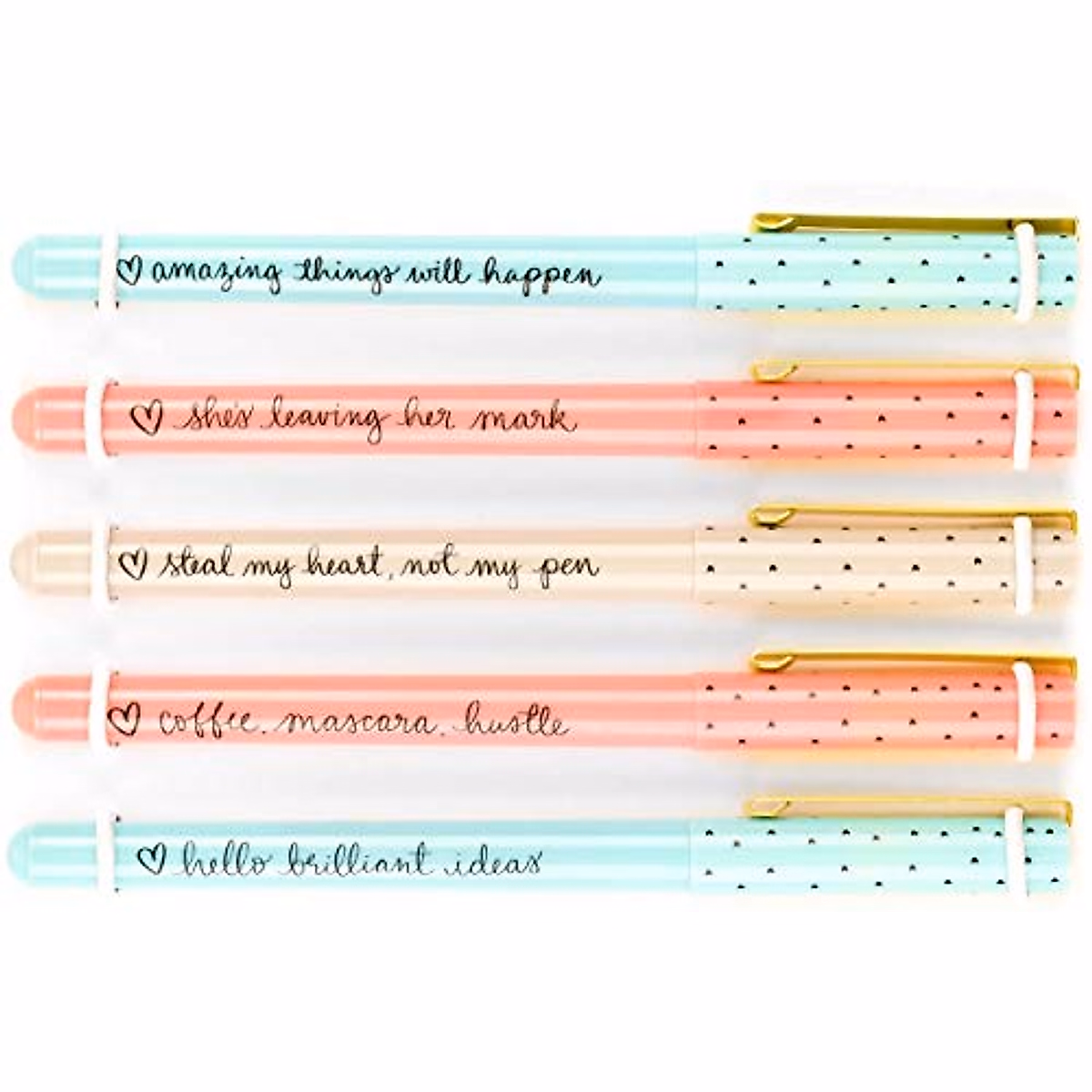 Eccolo Dayna Lee Collection Anything is Possible - Fine Tip Black Ink Ballpoint Pens (Set of 5), Inspiring Quotes, Gift Boxed