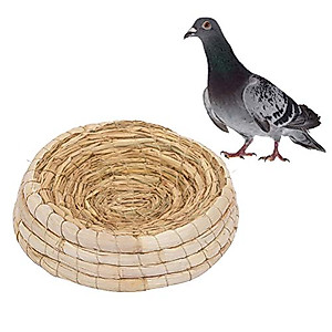 POPETPOP Handwoven Pigeon Nesting Bowls, Bird Nests Straw Incubation Bed, Courtship Breeding House for Pigeon/Dwarf Rabbit/Gerbil/Chinchillas/Parakeet/Guinea Pigs, 24x6.5cm