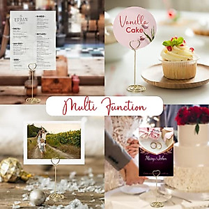 CARDIFY 24 Table Number Holders Gold 3.5 Inches with Customized Place Cards for Wedding Party Home Office Use, Sturdy Place Card Holder Durable to Hold Food Labels, Photos, Memo etc