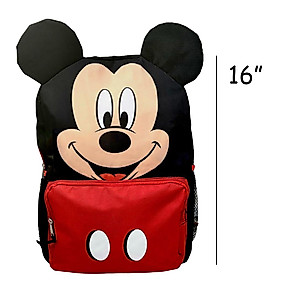 Disney Personalized Backpack - Mickey Mouse Backpack for Kids - Officially Licensed - Mickey Mouse Ears and Face (Personalized Mickey Mouse)